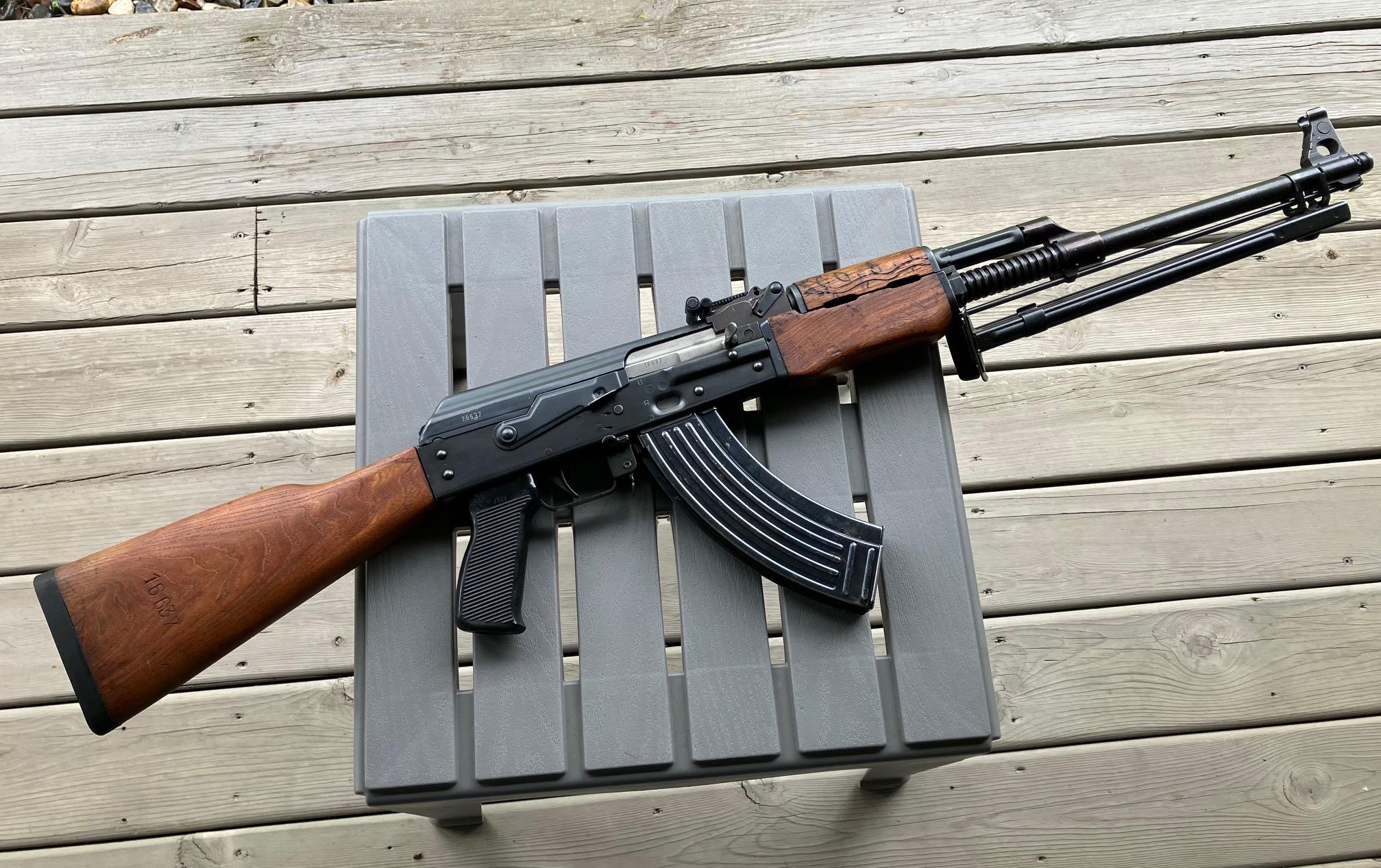 AKM rifles. AIMS-74, Yugo M70 underfolder, Yugo M72, Iraqi marked ...